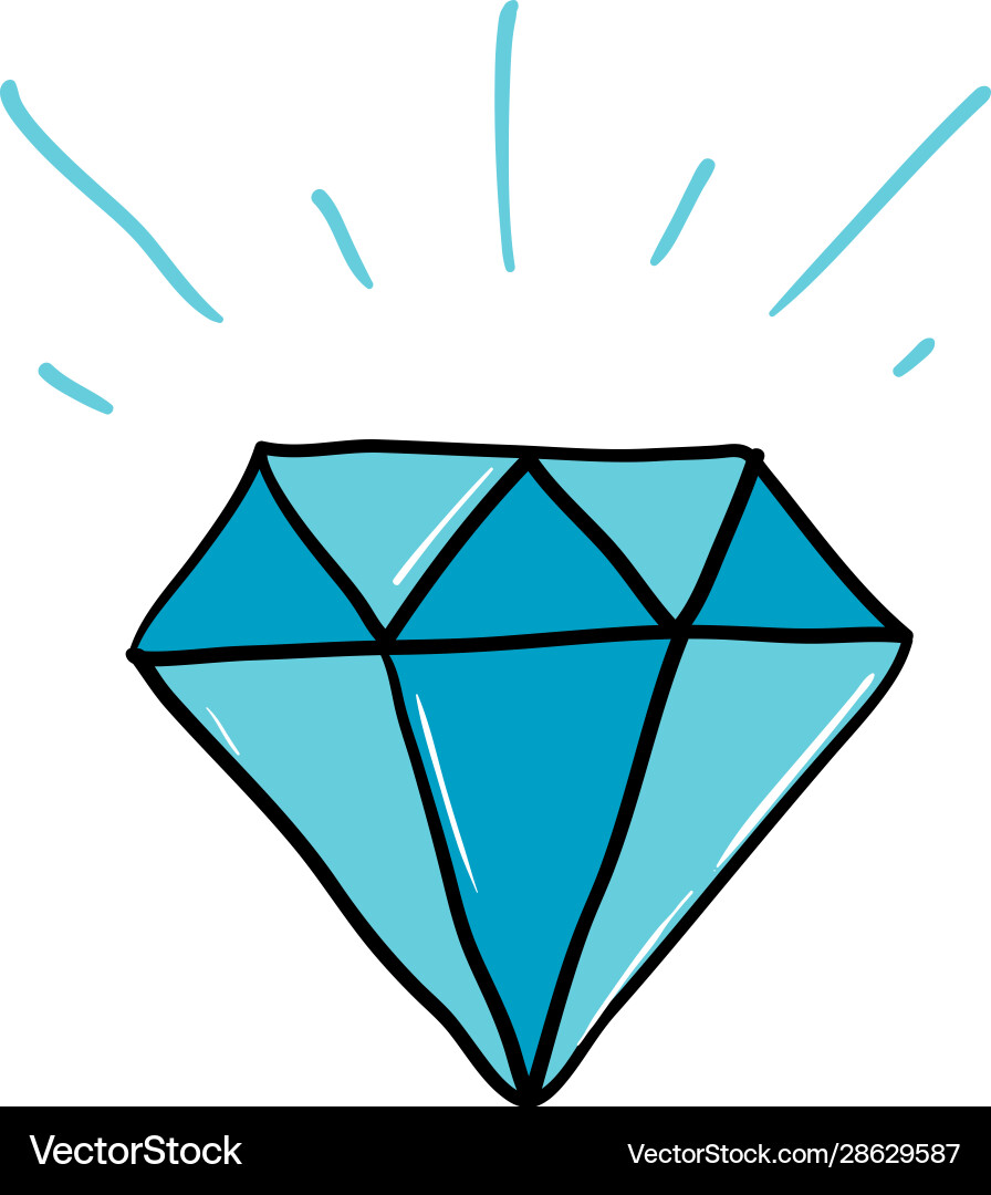 Doodle diamond with hand drawn cartoon style Vector Image