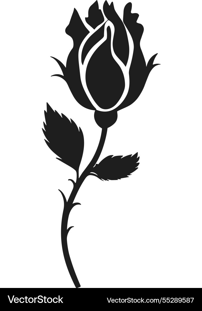 Elegant rosebud silhouette Royalty Free Vector Image
