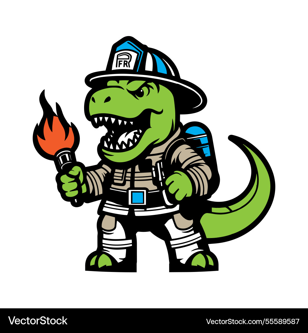 Firefighter t-rex 1 Royalty Free Vector Image - VectorStock