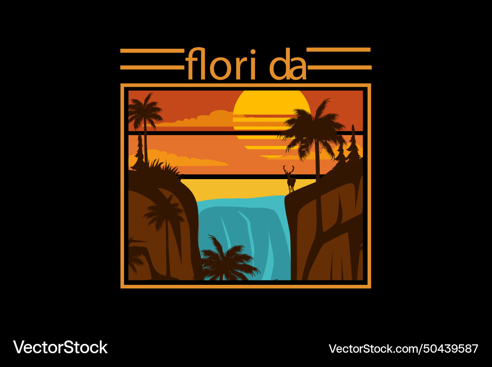 Florida retro vintage landscape design Royalty Free Vector