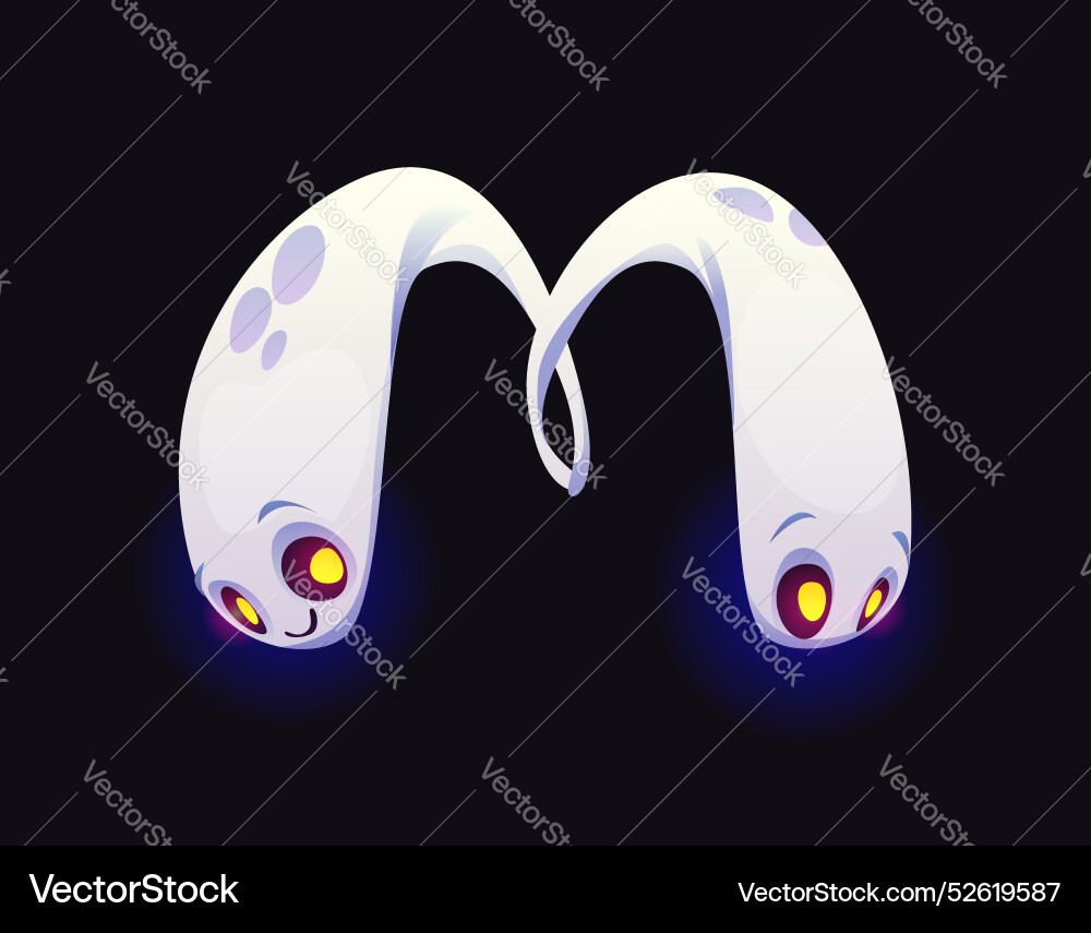 Letter m halloween ghost font scary typeface Vector Image
