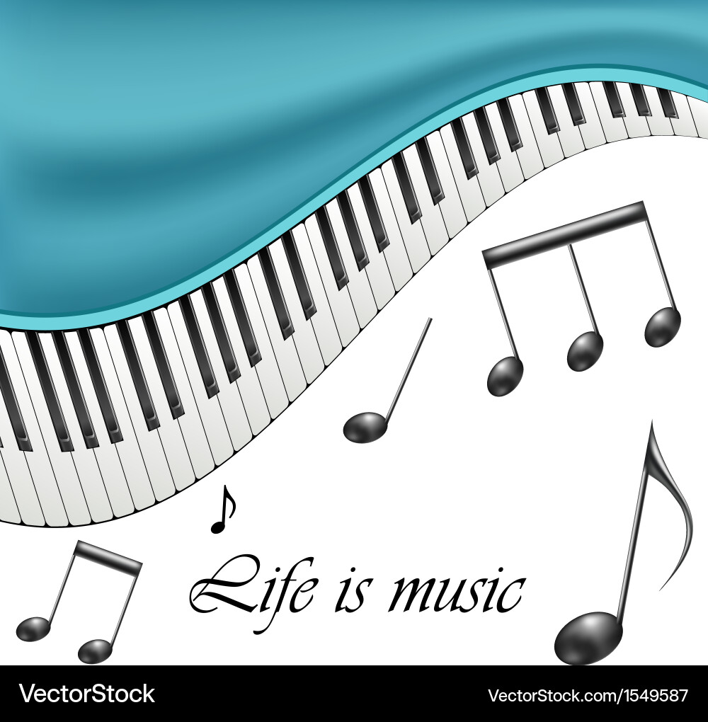 Music text frame with notes and piano keys Vector Image
