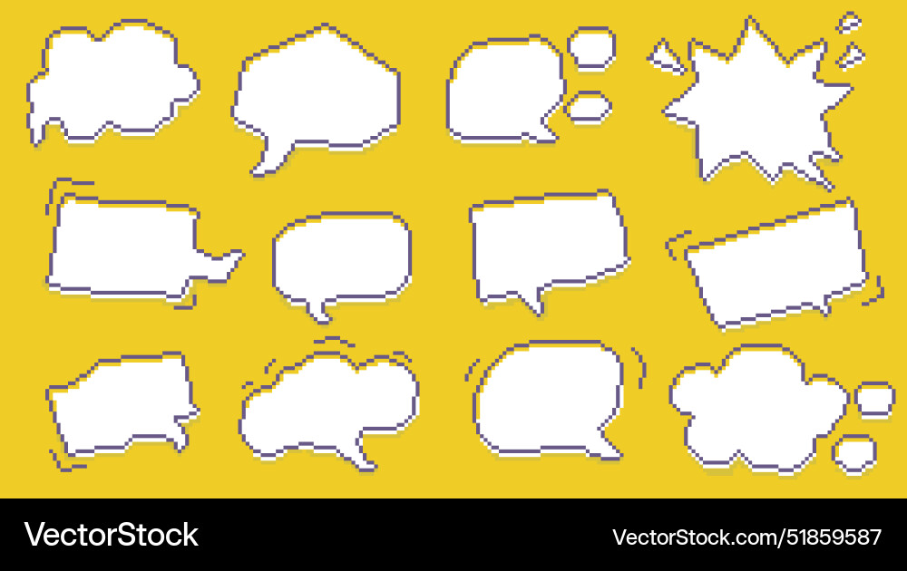 Pixel speech bubbles retro comic chat messages Vector Image
