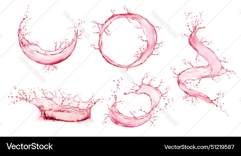 Realistic pink water splash wave corona swirl Vector Image