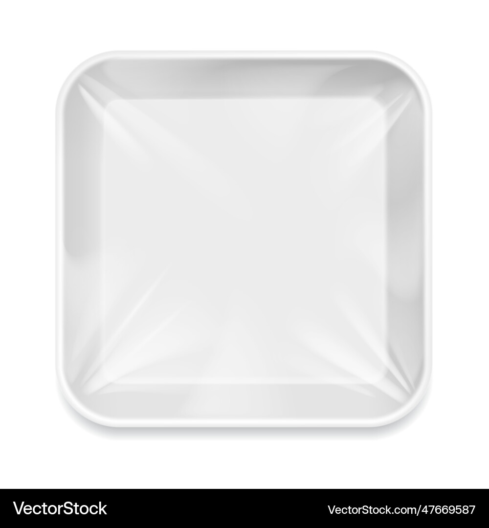 White square styrofoam food tray pack template Vector Image
