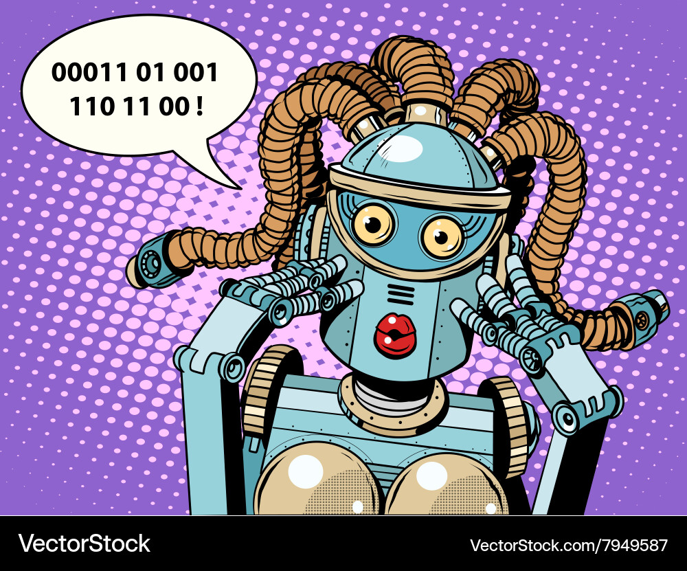 Woman robot surprised Royalty Free Vector Image