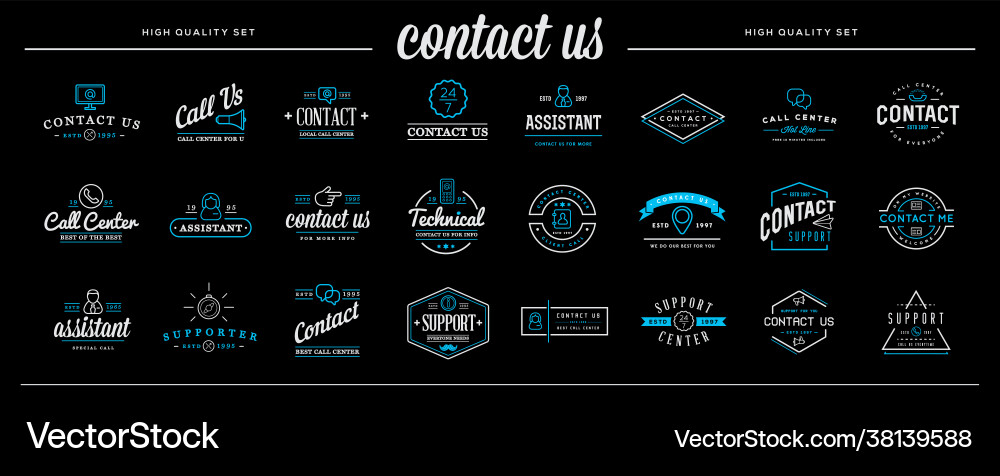 Big set contact us service elements Royalty Free Vector
