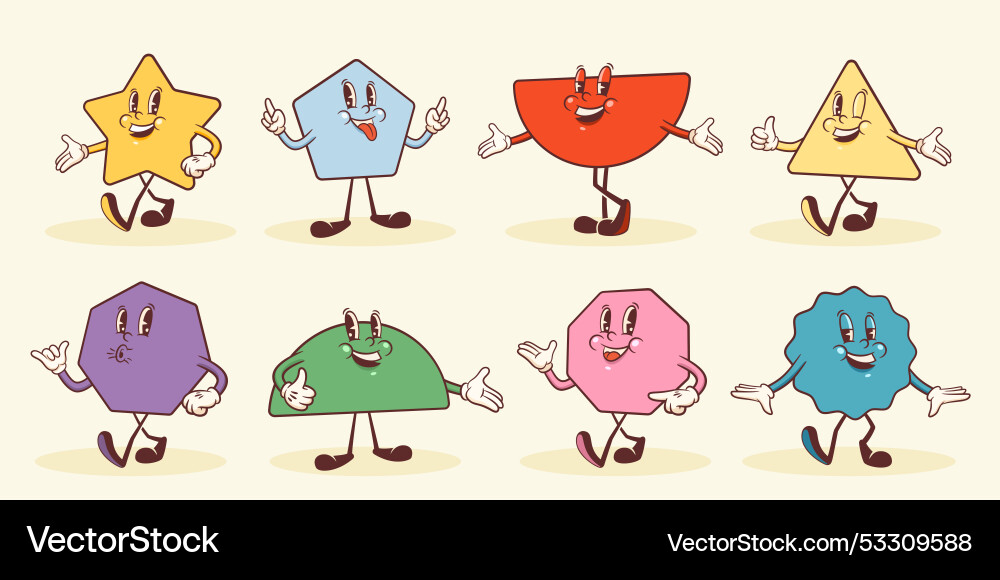 Cute geometric characters set Royalty Free Vector Image