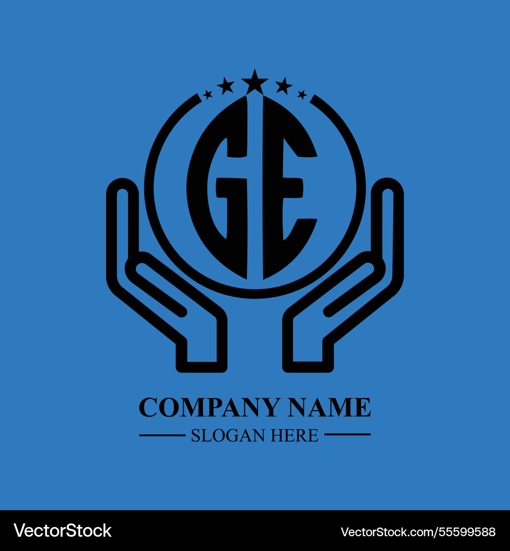 Ge initials modern logo design featuring held Vector Image