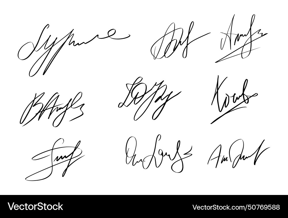 Handwriting autograph set personal fictitious Vector Image
