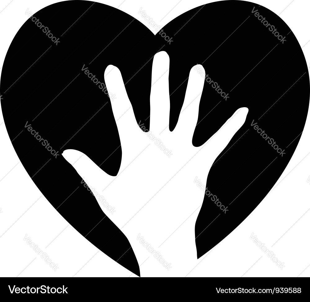 Helping hand in the heart Royalty Free Vector Image