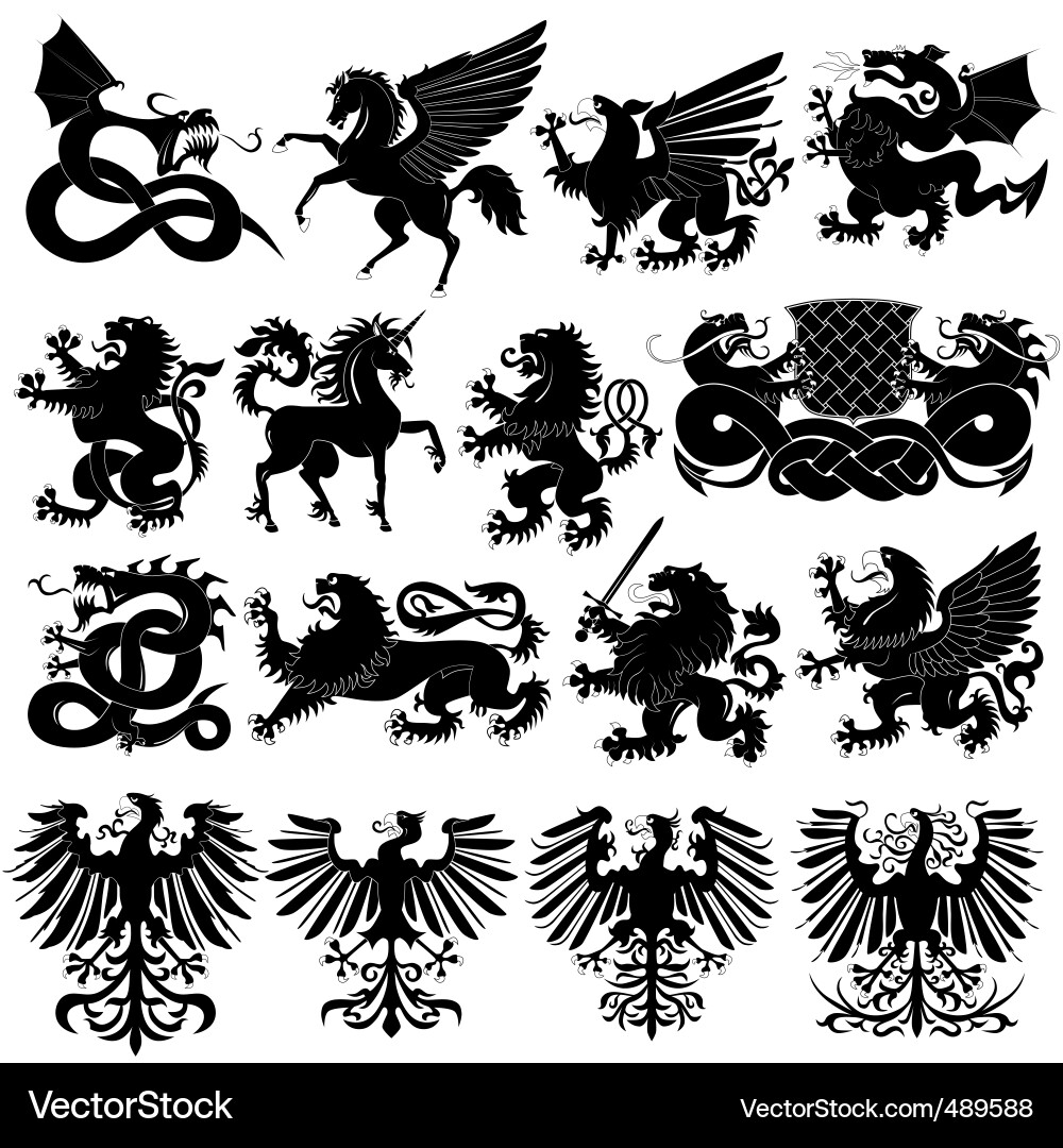 Set of heraldic animals Royalty Free Vector Image