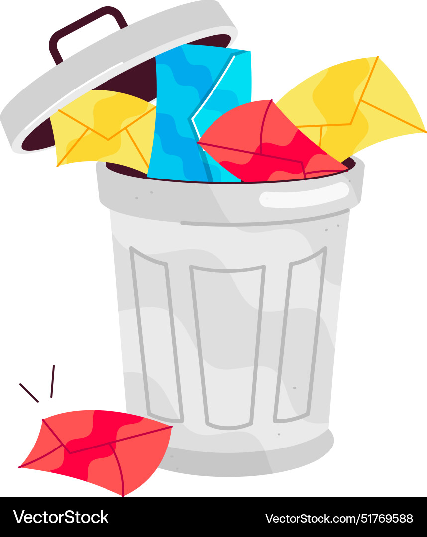 Trash mail delete mail delete message trash bin Vector Image