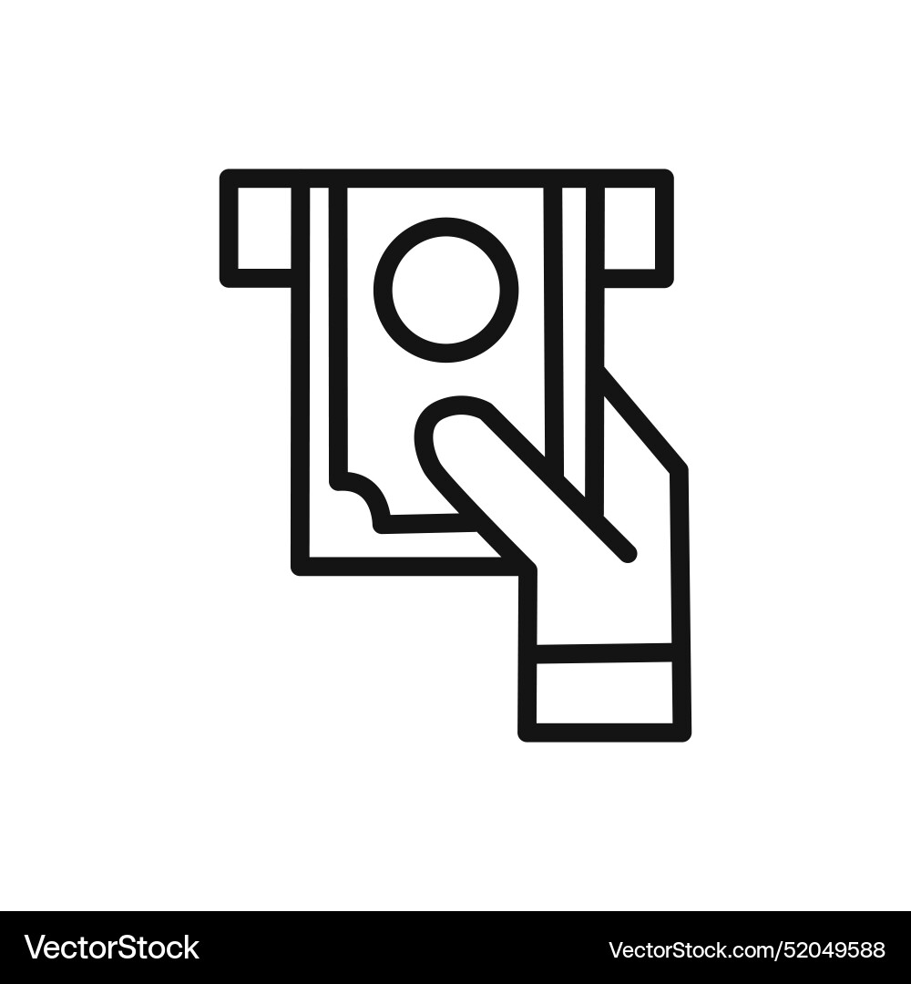 Withdraw money in atm icon linear graphics sign Vector Image