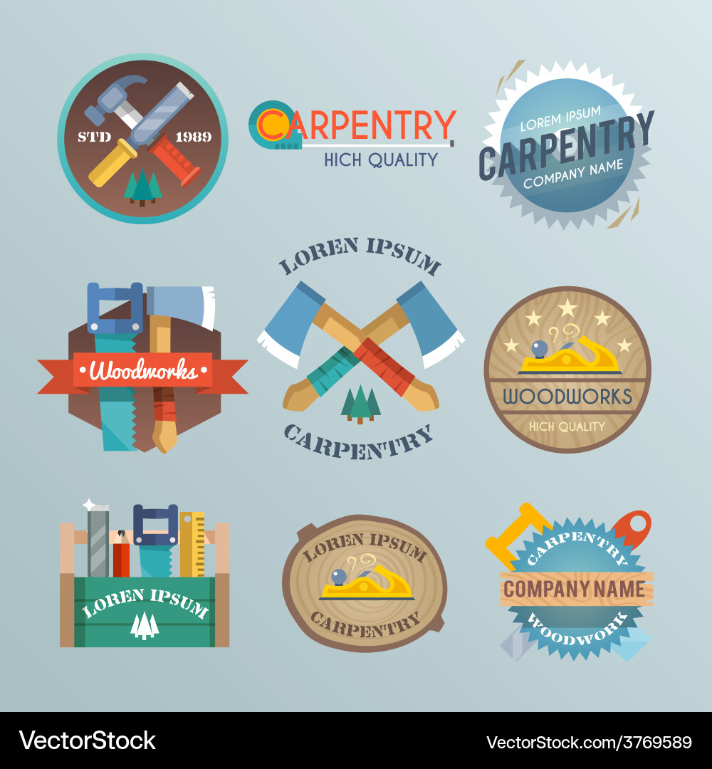 Carpentry label set Royalty Free Vector Image - VectorStock
