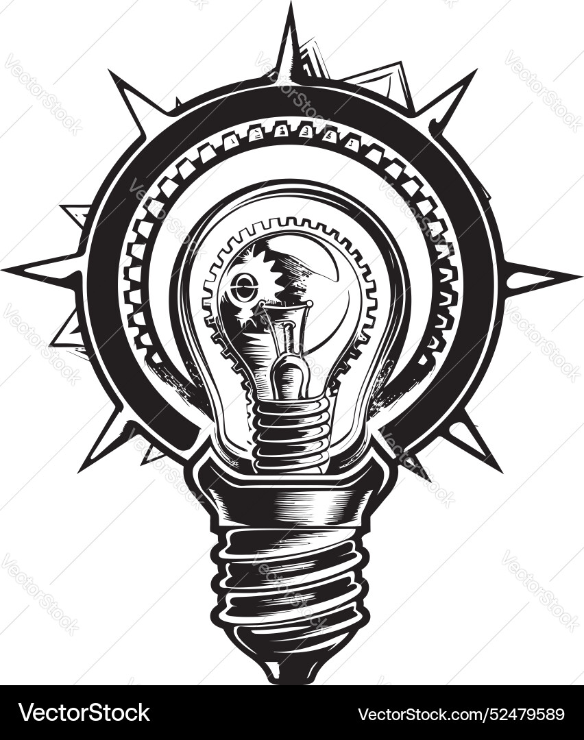 Clockwork luminosity steampunk bulb design Vector Image