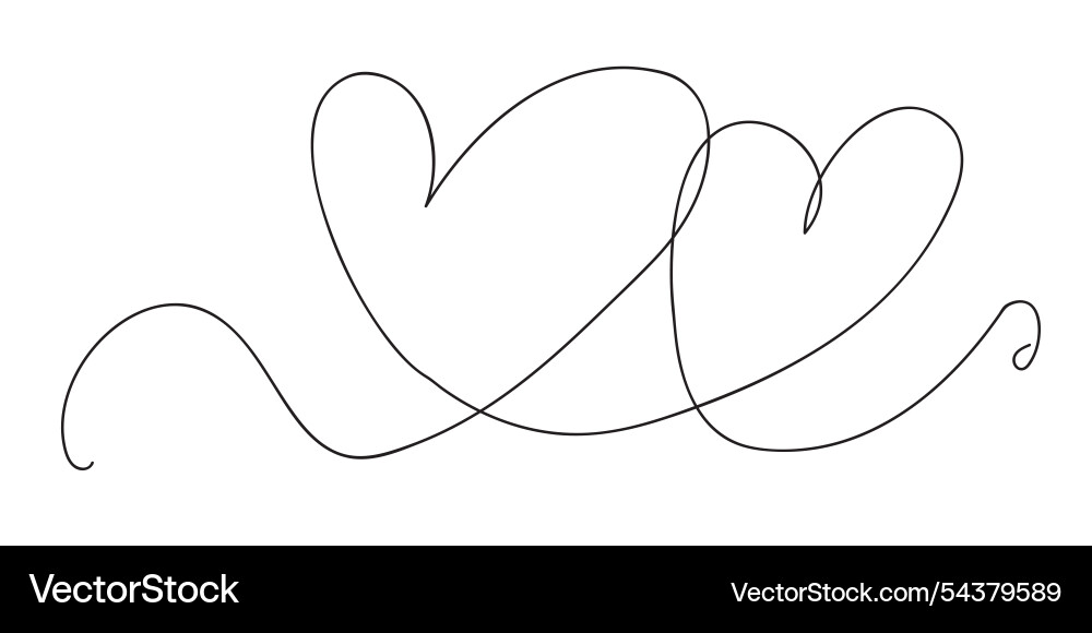 Continuous thin line heart minimalist love Vector Image