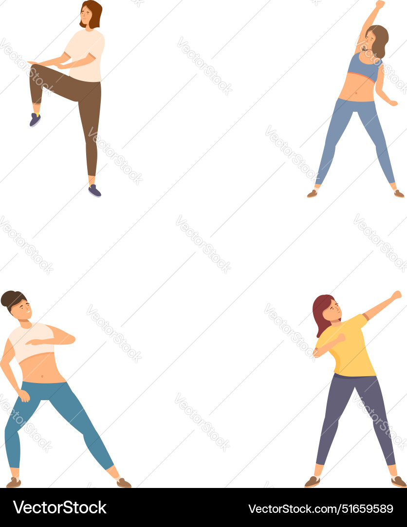 Diverse people practicing dance moves Royalty Free Vector