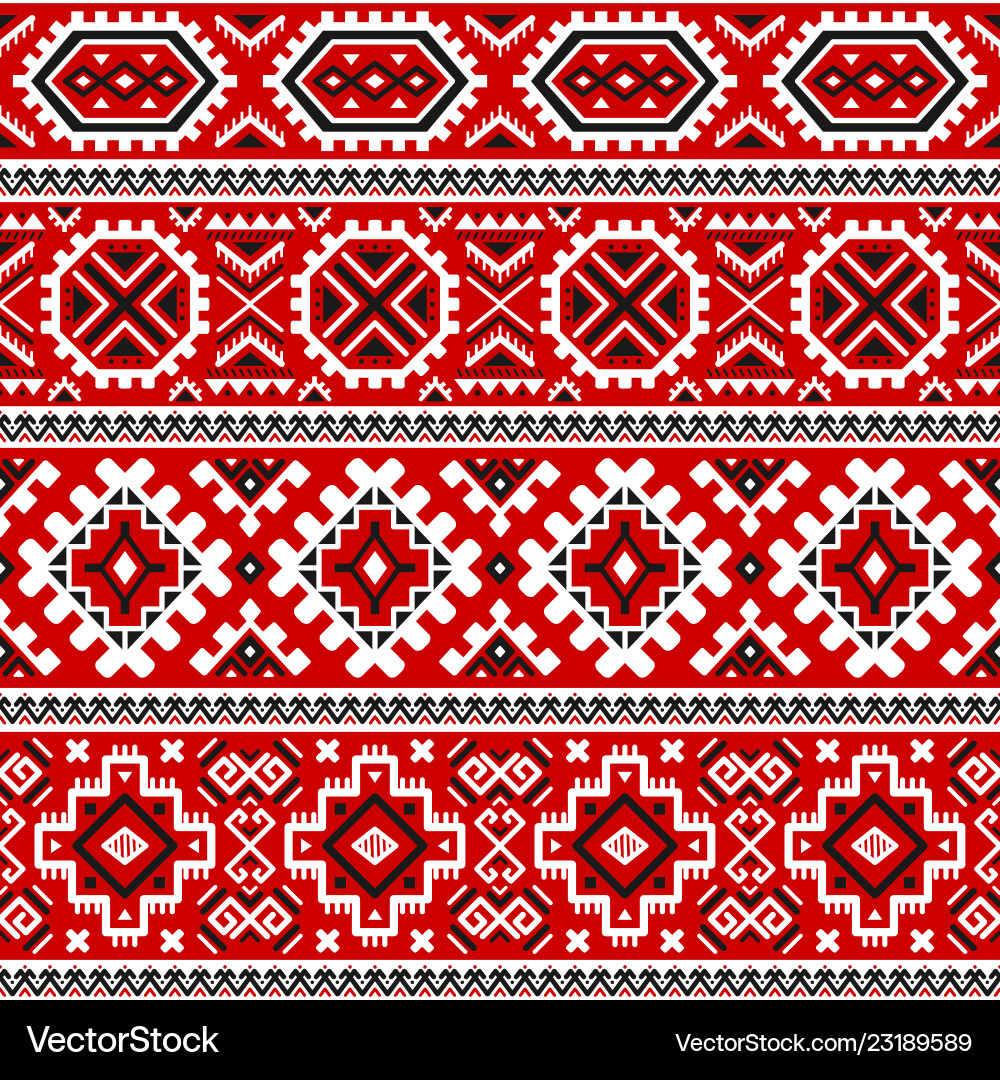 Ethnic seamless pattern with black white red color
