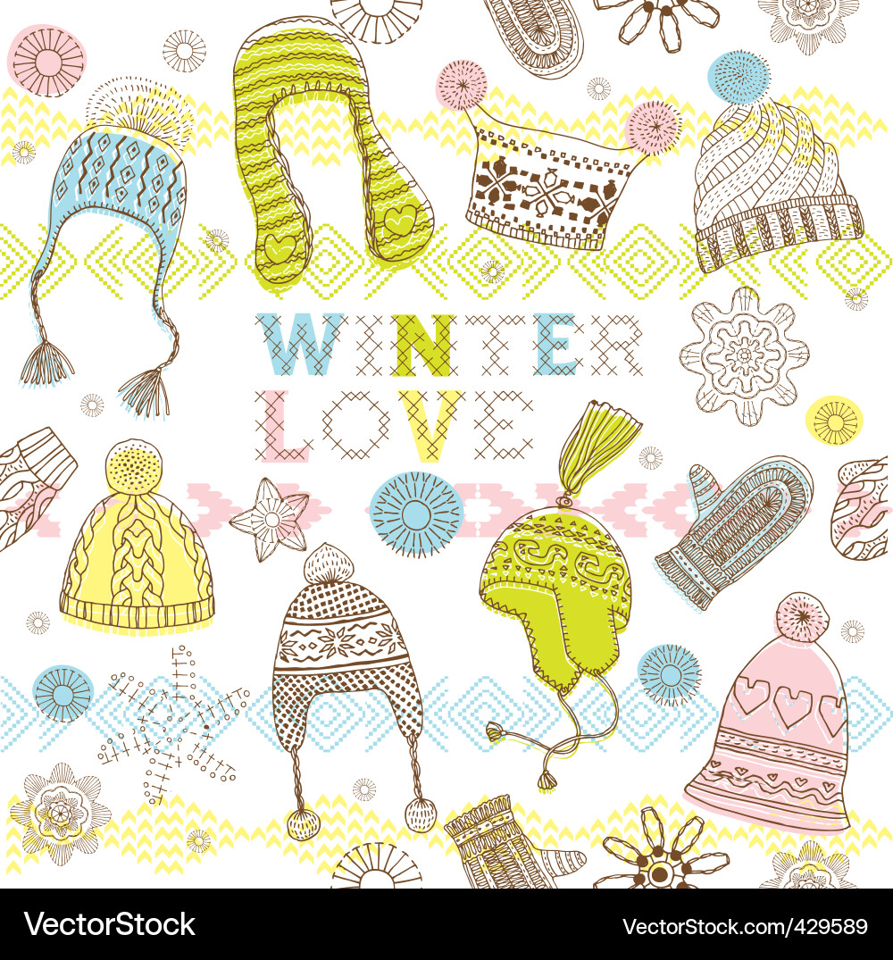 Knitted winter clothes Royalty Free Vector Image