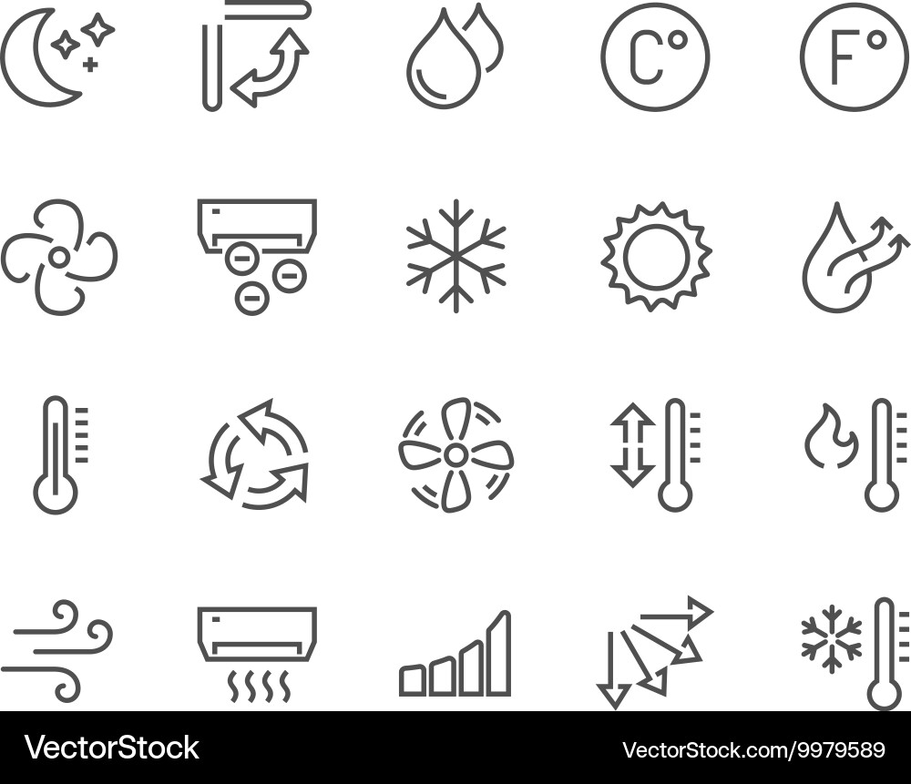 Line air conditioning icons Royalty Free Vector Image