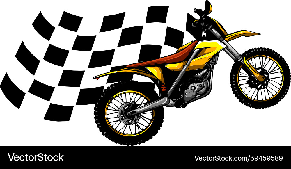 Motocross and race flag Royalty Free Vector Image