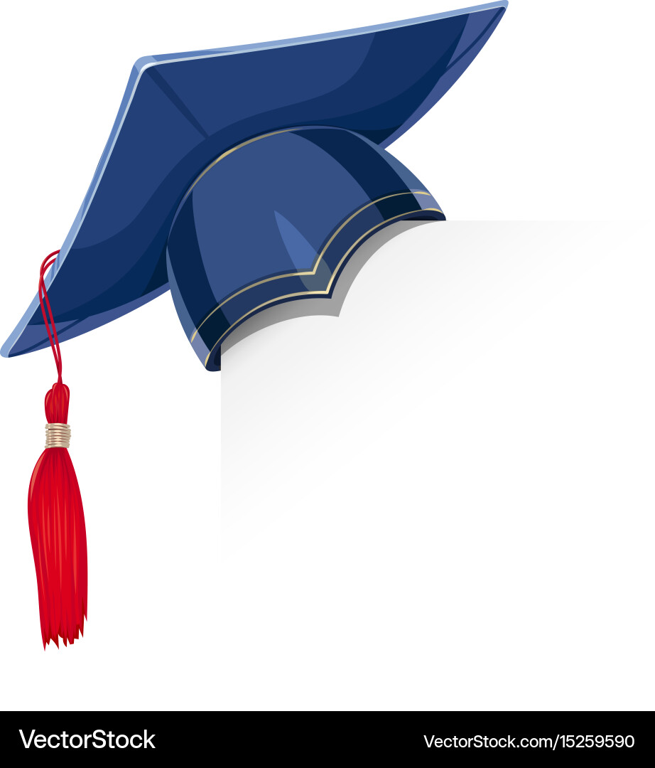Blue academicic graduation cap Royalty Free Vector Image