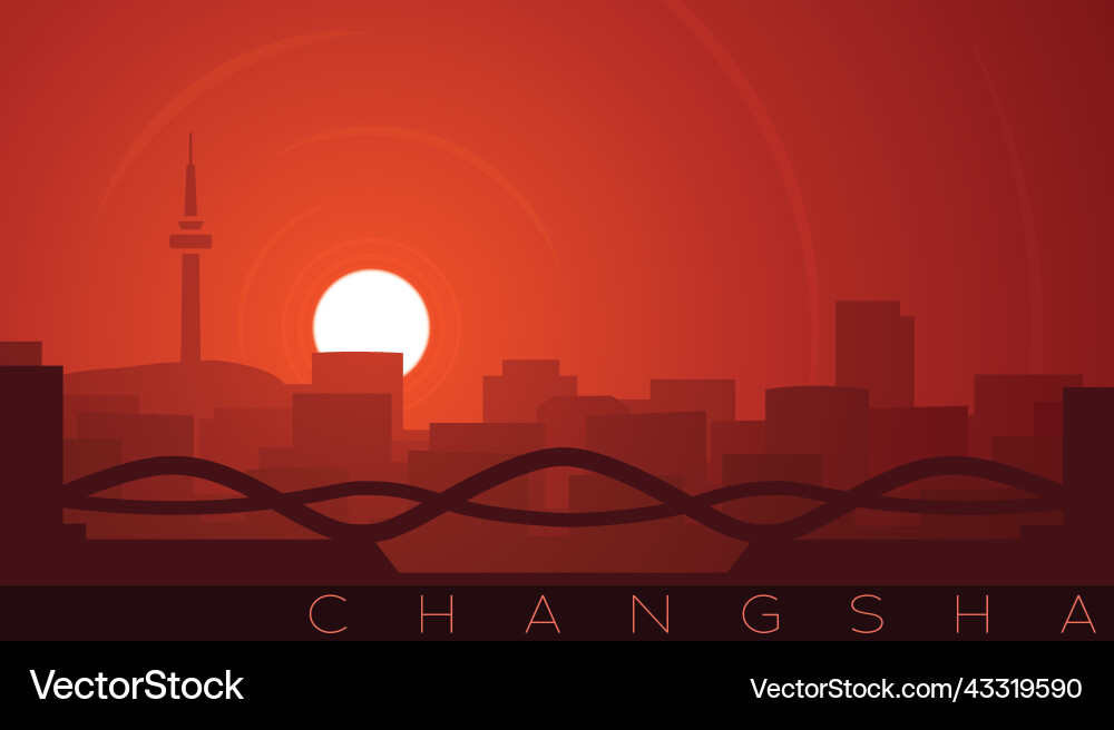 Changsha low sun skyline scene Royalty Free Vector Image