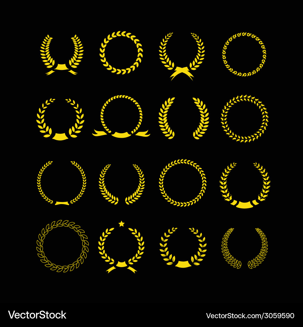Golden Laurel Wreath Collection Royalty Free Vector Image