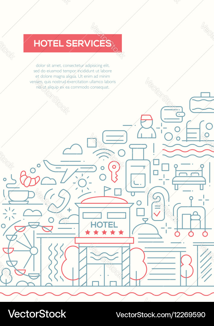 Hotel services - line design brochure poster Vector Image
