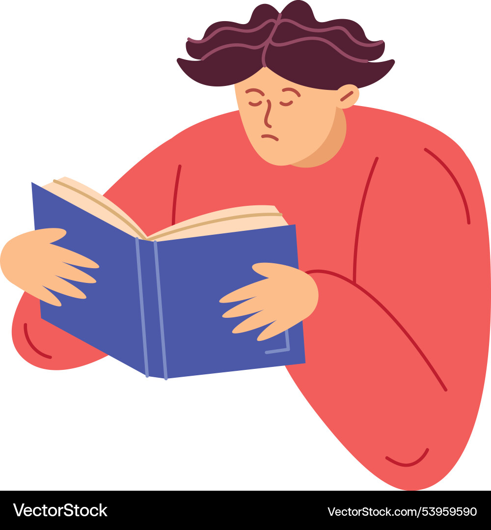 Man cartoon reading book Royalty Free Vector Image