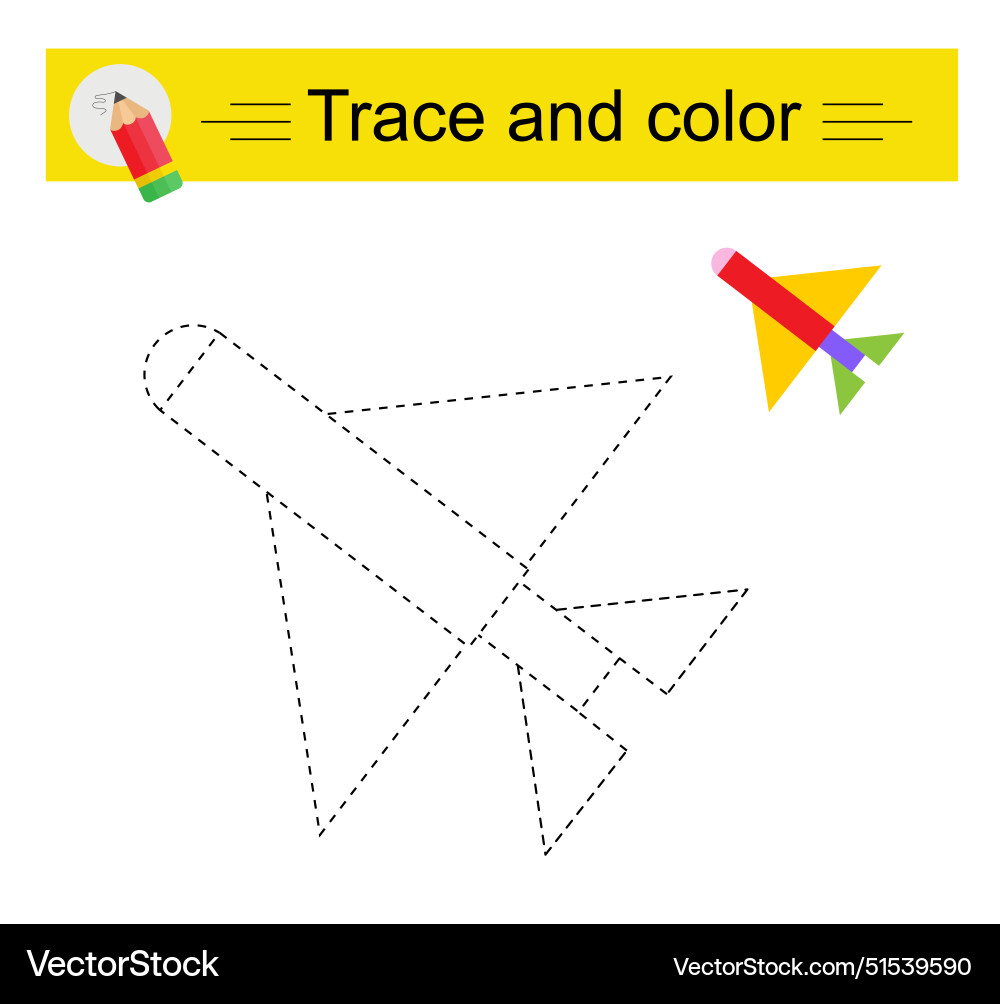 Trace and color airplane Royalty Free Vector Image