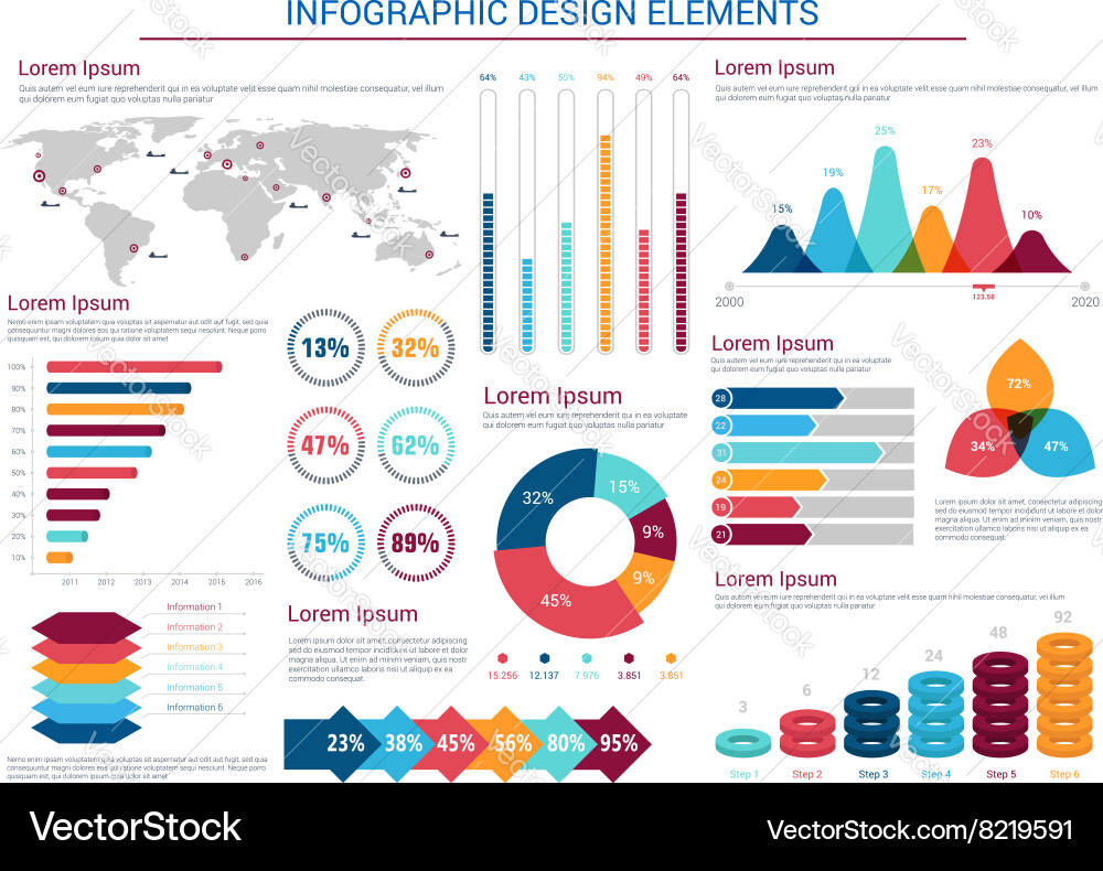 Data & Charts Infographic Templates Royalty Free Vector