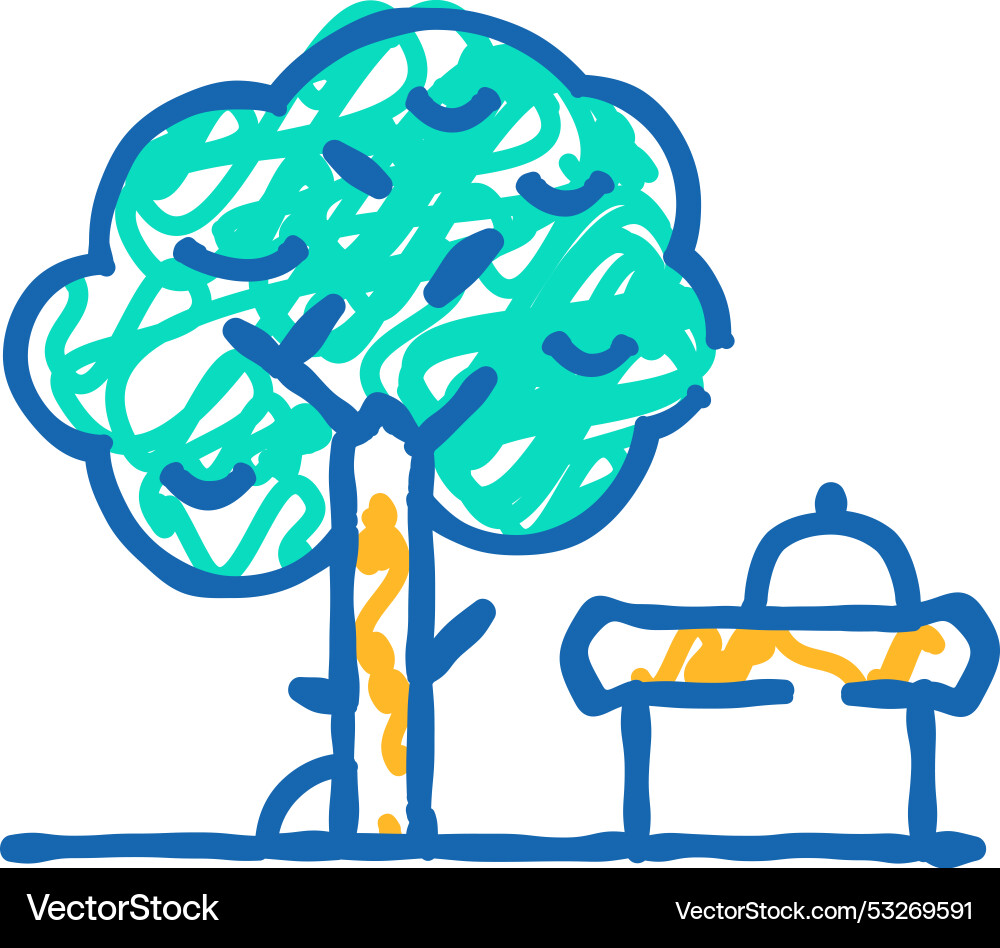 Food under tree icon doodle Royalty Free Vector Image