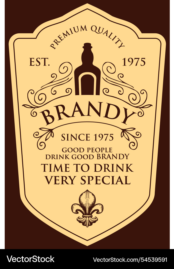 Label for brandy with a bottle Royalty Free Vector Image