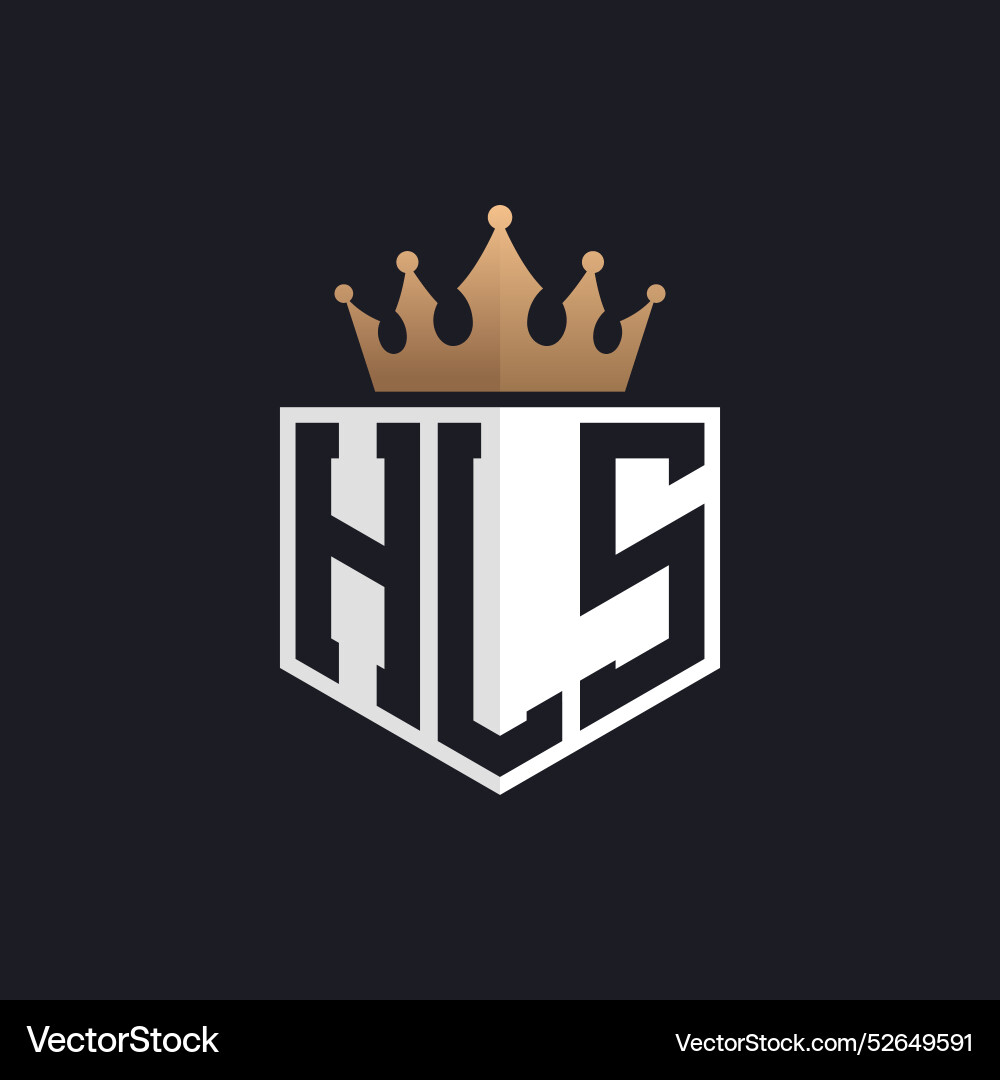 Luxury hls logo with crown elegant initials Vector Image