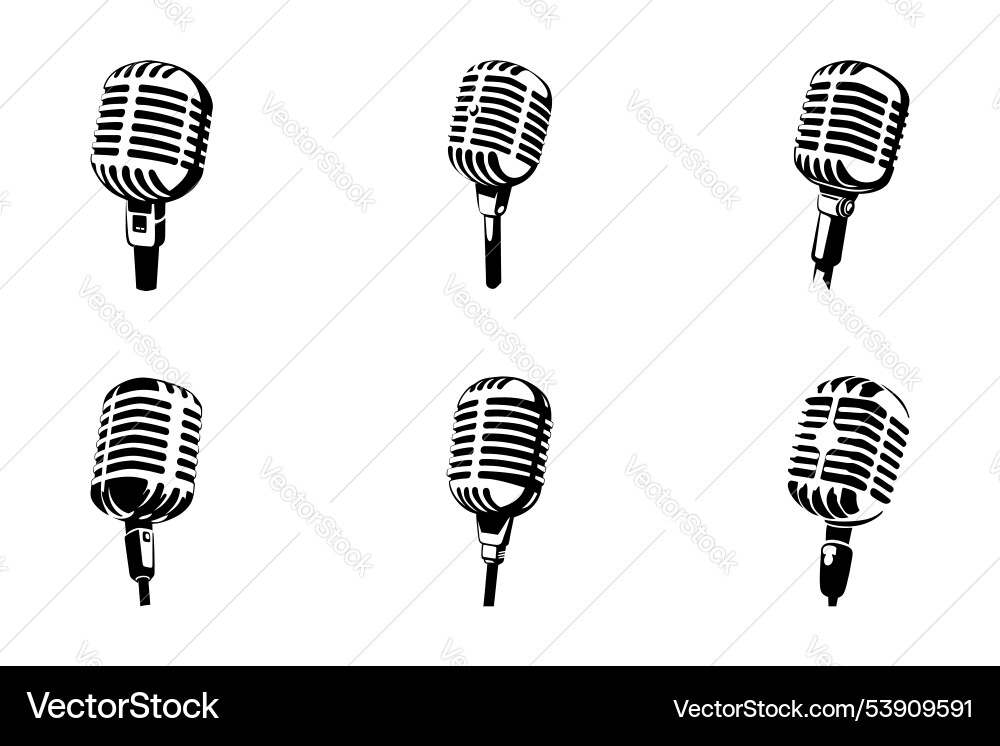 Mic logos icons microphone set collection Vector Image