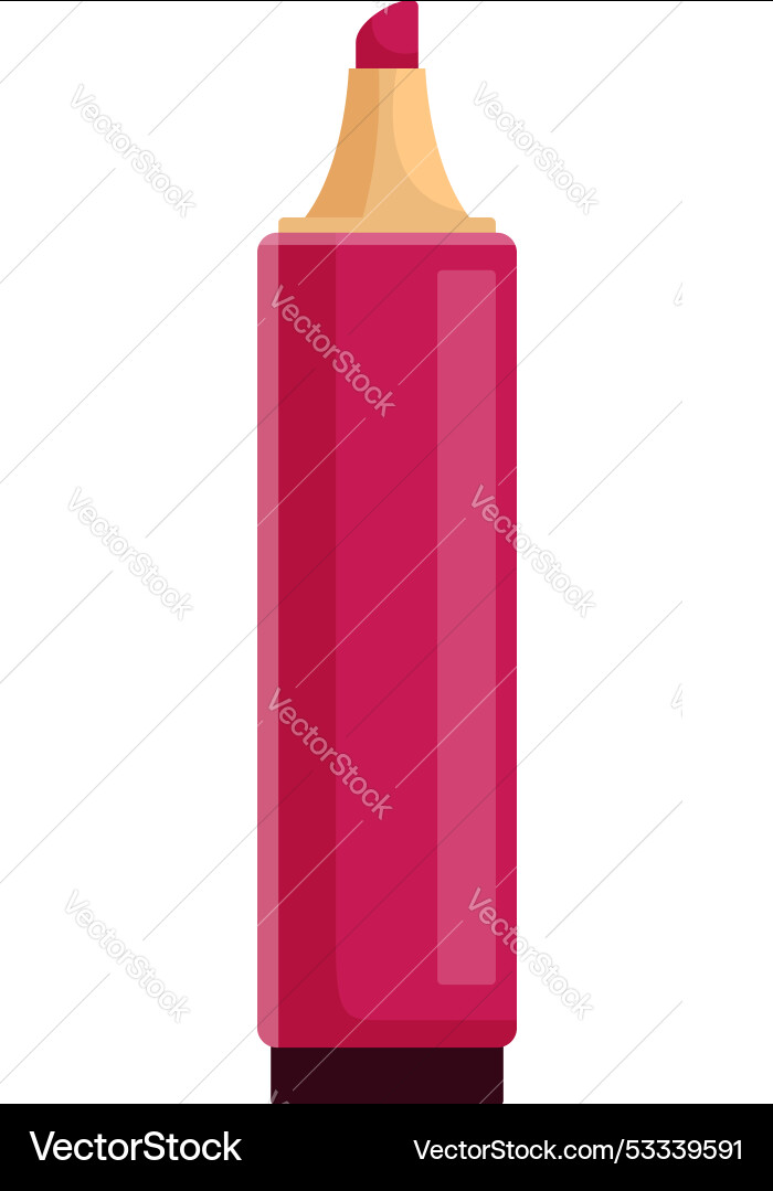 Pink highlighter pen standing up with cap off Vector Image