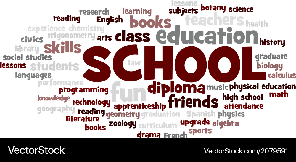 School word cloud bubble tag tree Royalty Free Vector Image