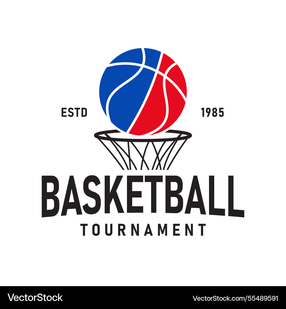 Simple basketball logo design american Royalty Free Vector