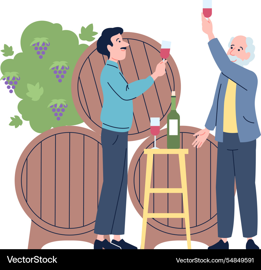 Wine degustation winemakers tasting Royalty Free Vector