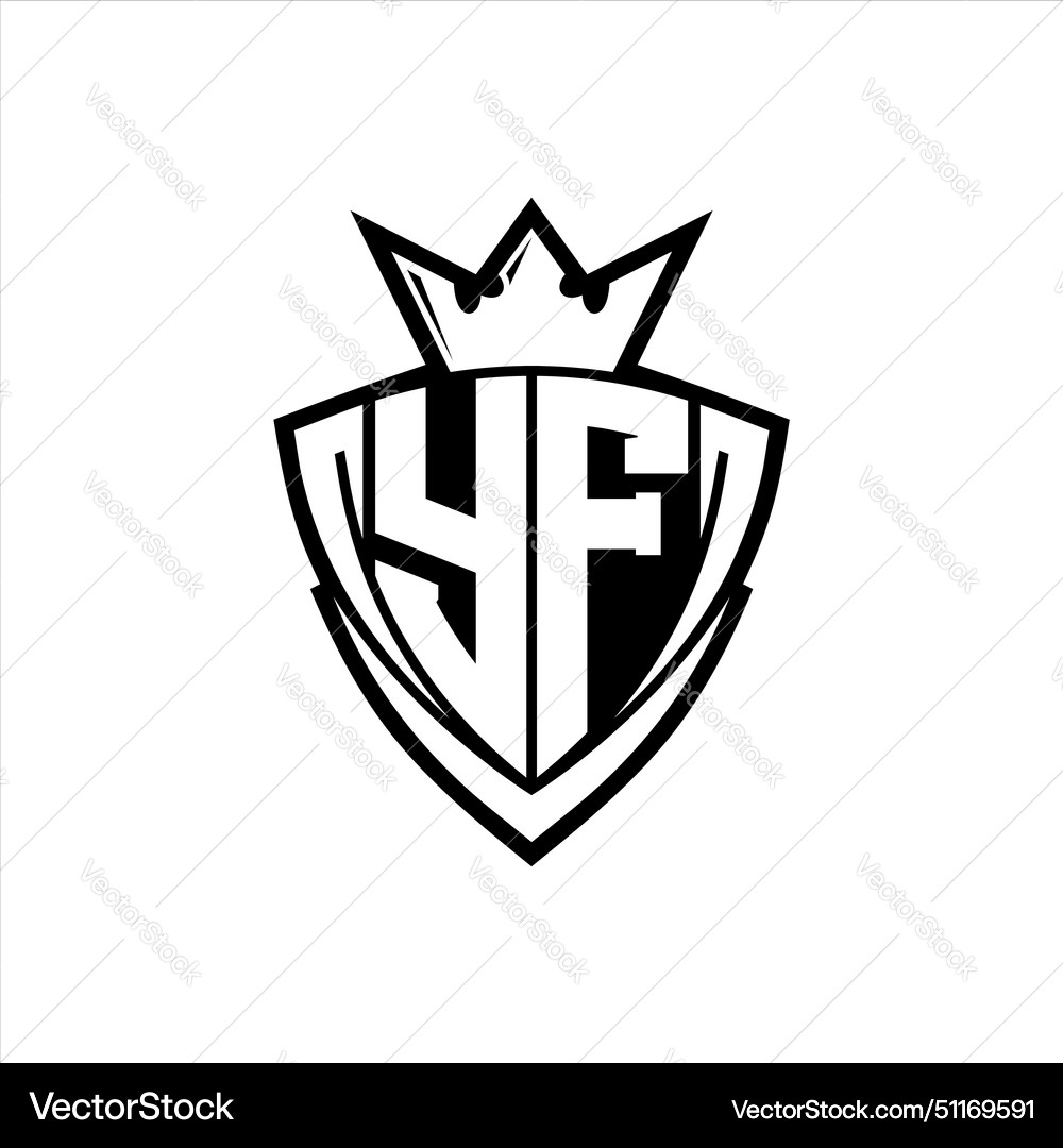 Yf letter logo with sharp triangle shield shape Vector Image