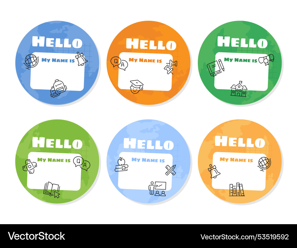 Colorful name tags featuring educational Vector Image