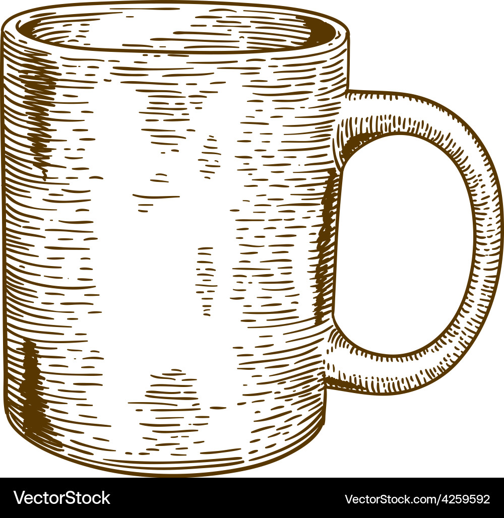 Engraving mug Royalty Free Vector Image - VectorStock