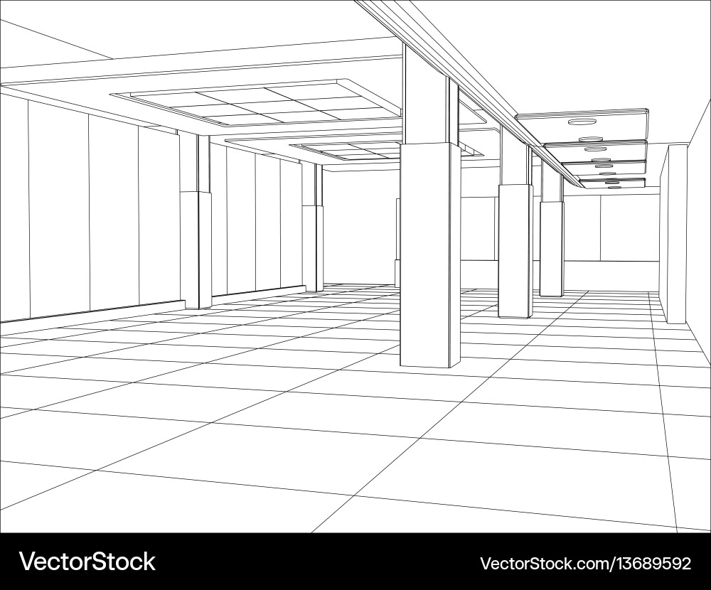 Hall of an outline sketch Royalty Free Vector Image