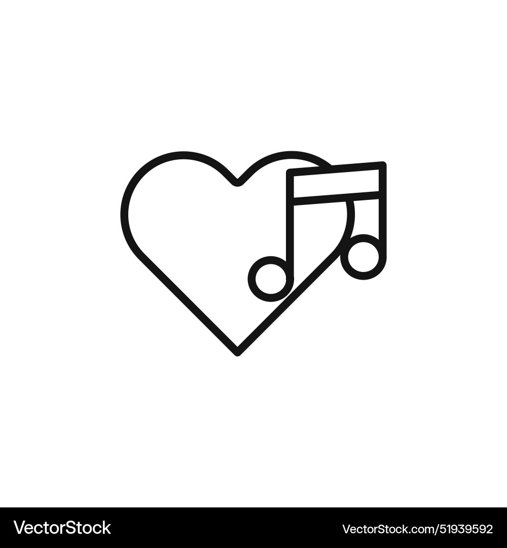 Heard heart note icon logo sign outline Royalty Free Vector