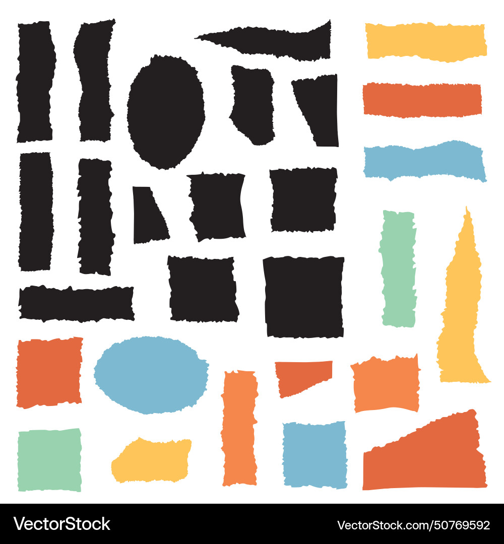 Jagged edge rectangle shapes frames torn paper Vector Image