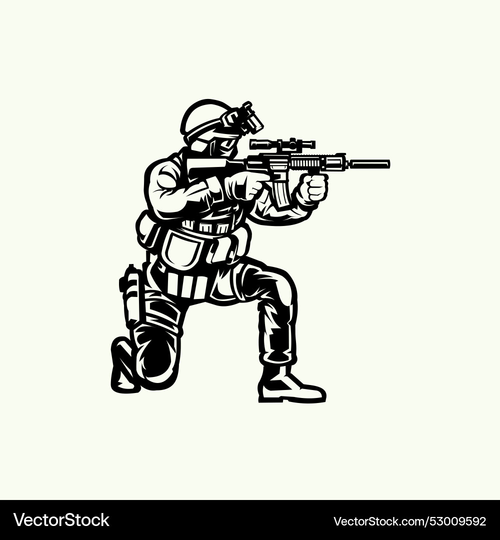 Military soldier in modern operator Royalty Free Vector