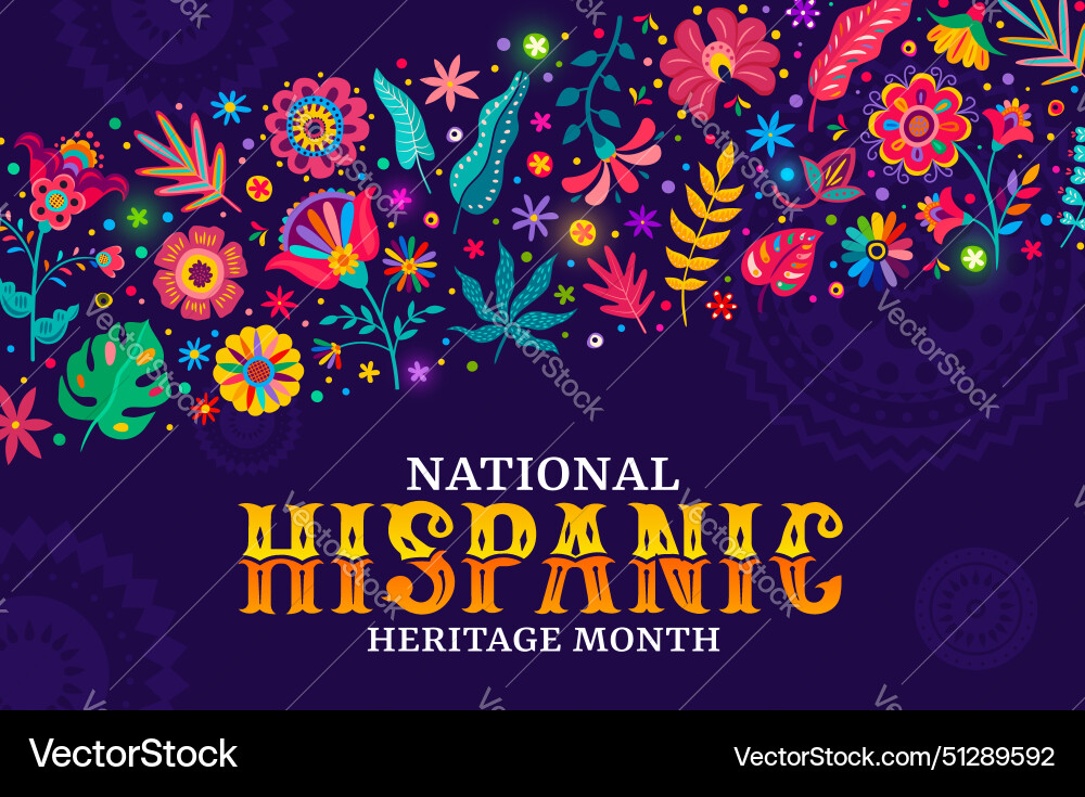 National hispanic heritage month tropical flowers Vector Image
