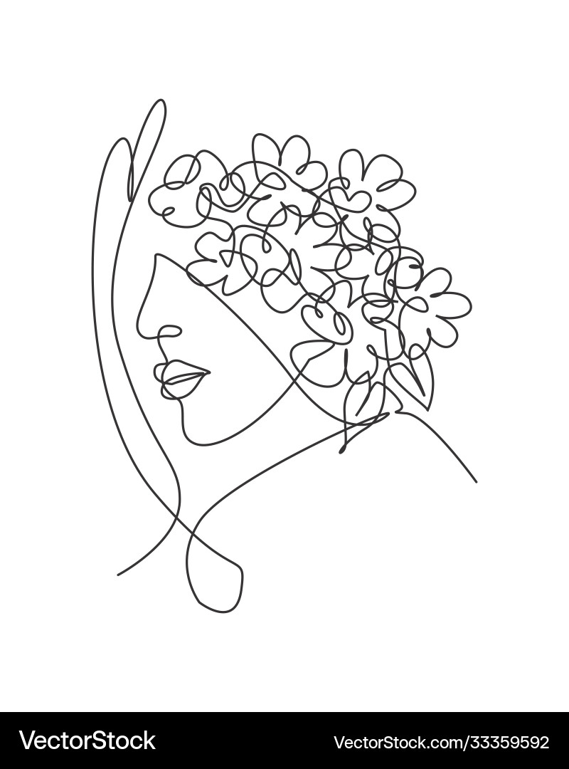 One single line drawing abstract face Royalty Free Vector